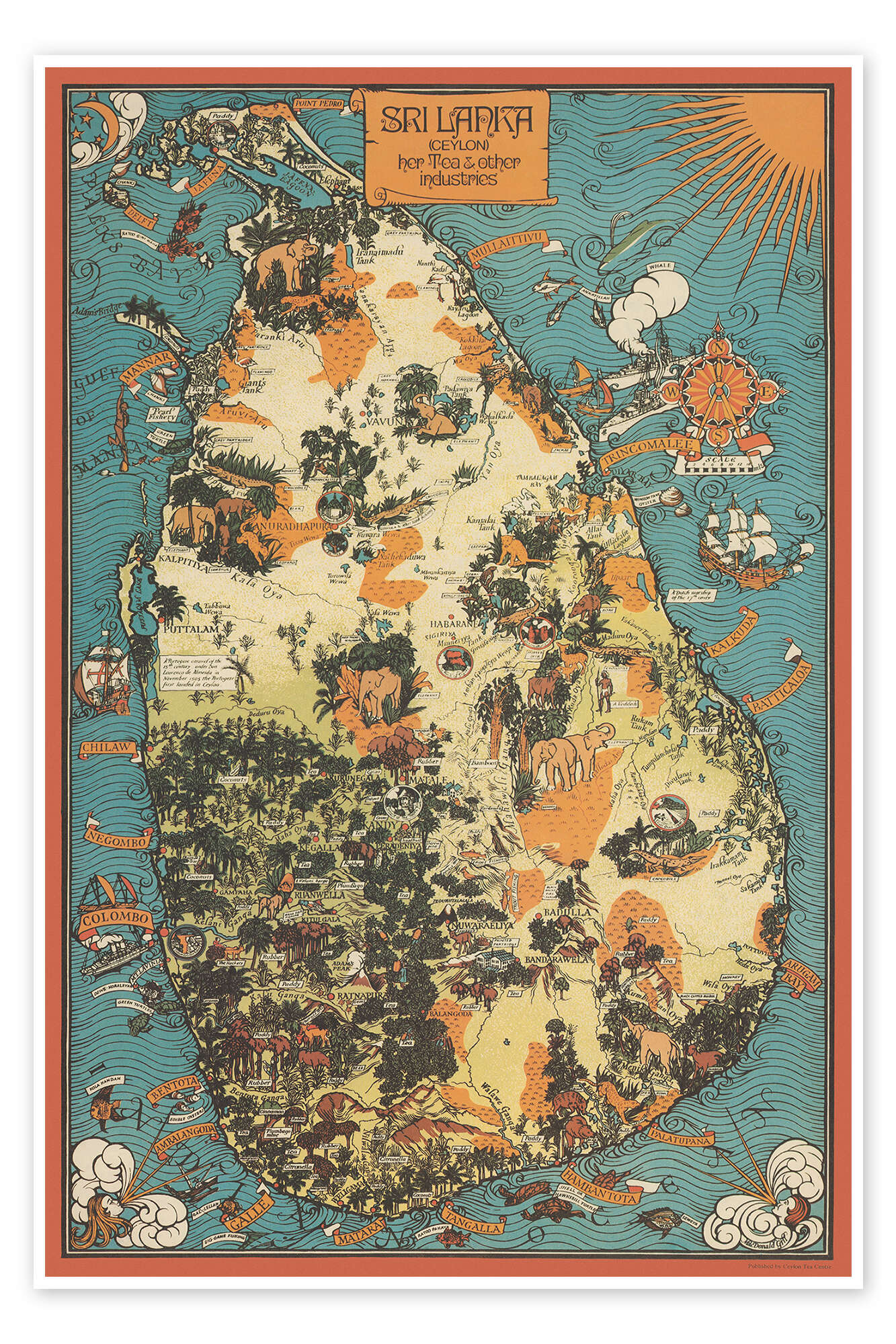 Sri Lanka (Ceylon) Tea & Other Industries print by Vintage Educational ...